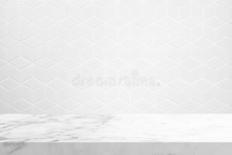 Abstract Luxury White Marble Table with Kitchen Wall Tiles Texture ...