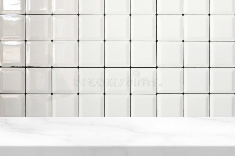 Abstract Luxury White Marble Table with Kitchen Wall Tiles Texture ...