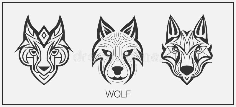 Abstract Luxury Wolf Head Vector Monogram Logo Design Template. Wolf ...