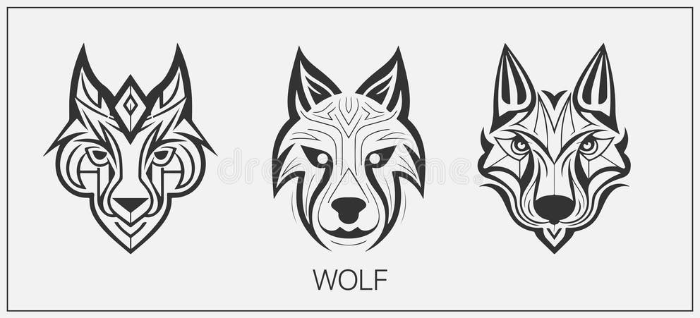 Abstract Luxury Wolf Head Vector Monogram Logo Design Template. Wolf ...
