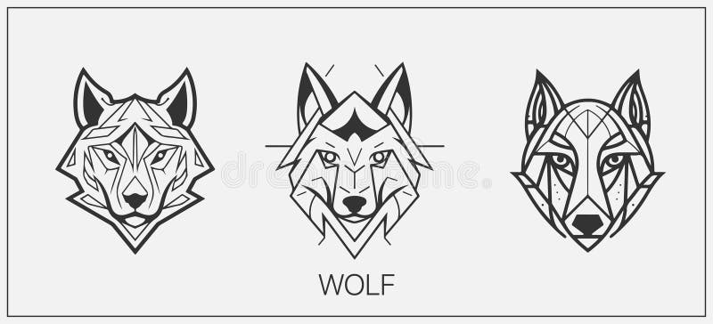 Abstract Luxury Wolf Head Vector Monogram Logo Design Template. Wolf ...