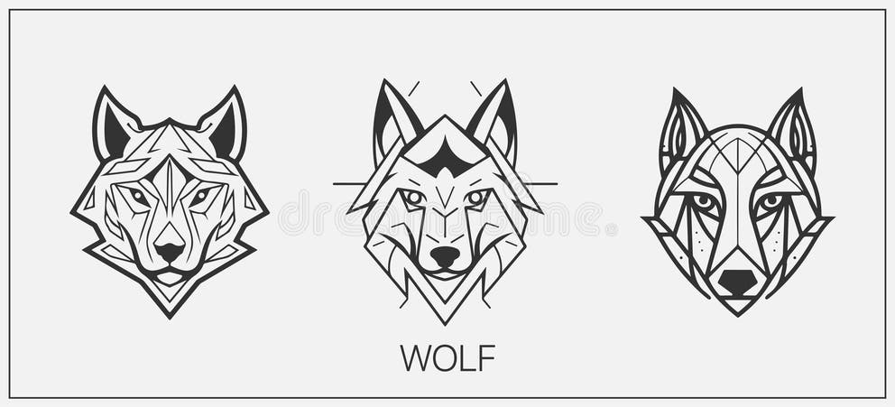 Abstract Luxury Wolf Head Vector Monogram Logo Design Template. Wolf ...