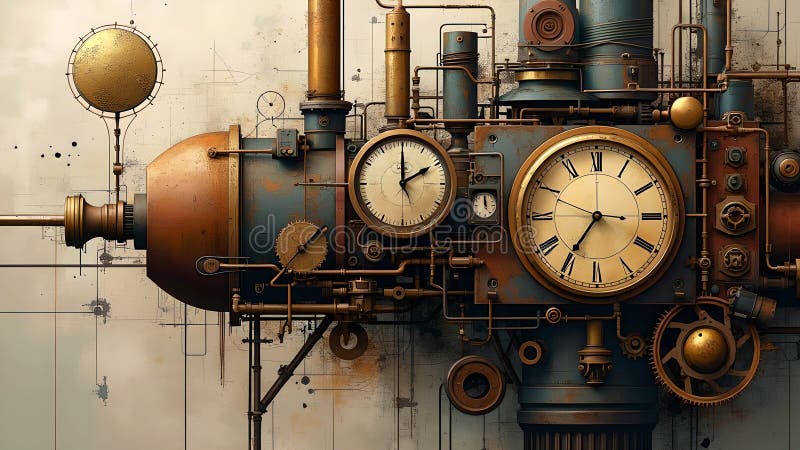 Abstract machine assembly stock illustration. Illustration of grunge ...