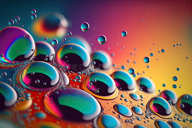 Abstract Macro Background with Iridescent Rainbow Droplets - Generative ...