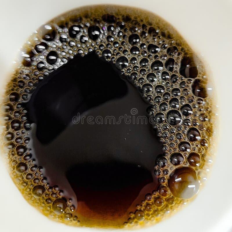 Abstract Macro Close-up of Coffee Caffeine Liquid Bubbles Dark ...