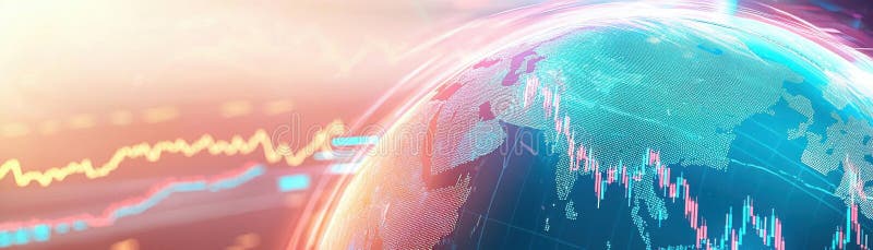 Abstract Macro Globe with Candlestick Patterns and Trading Indicators ...