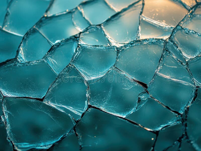 Abstract Macro Ice Surface, Cracked Glass Texture and Reflections in ...