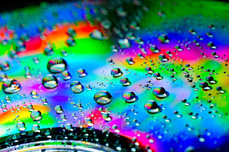 Abstract Macro Photo of Extremely Colorful Water Drops on Dvd Surface ...