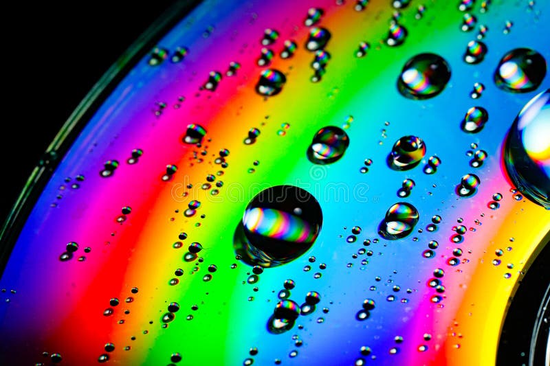 Abstract Macro Photo of Extremely Colorful Water Drops on Dvd Surface ...