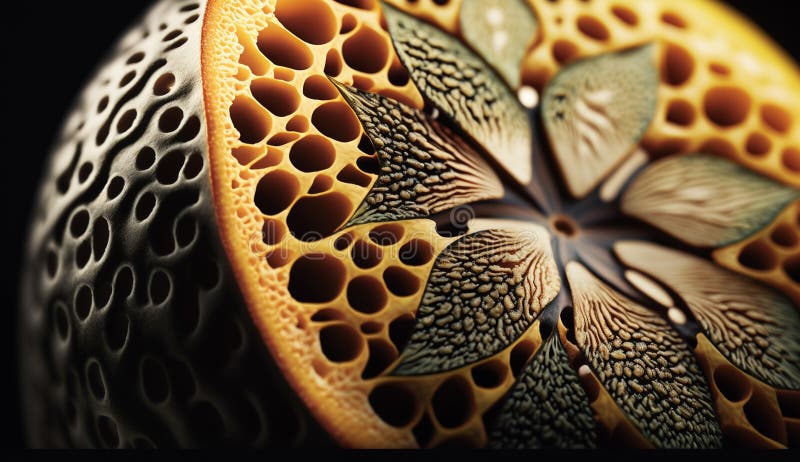 Abstract Macro Shape in Yellow Organic Fruit Backdrop Generated by AI ...