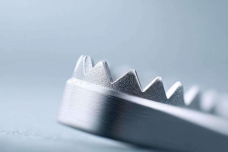 Abstract, Macro View of a Metal Tool Featuring Sharp Teeth, Symbolizing ...
