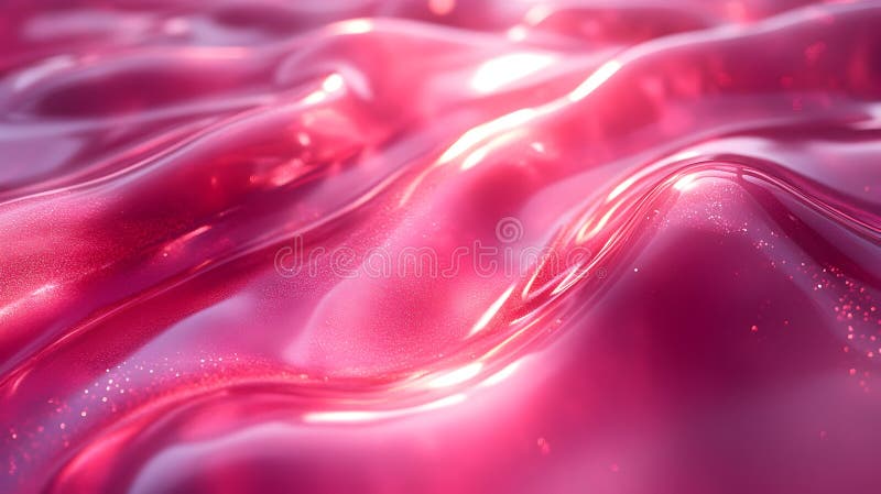 Abstract Magenta Liquid Surface with Glitter Reflecting Light in a Wave ...