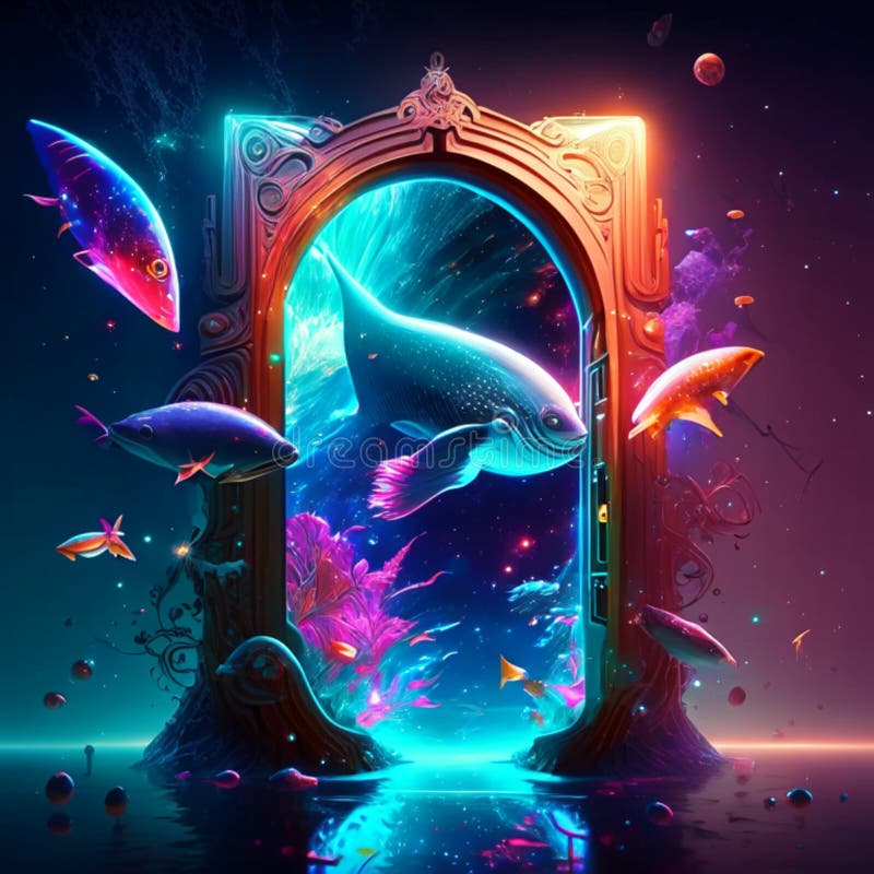 Abstract Magic Background with Fish. Vector Illustration for Your ...