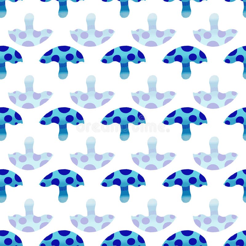 Abstract Magic Blue Mushroom, Seamless Pattern Design Stock Vector ...