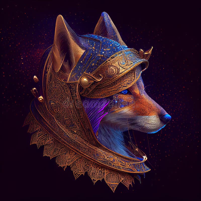 Abstract Magic Fox Face Portrait AI Generated Artwork. Stock ...