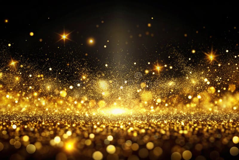 Abstract Magic Gold Dust Background Over Black Stock Illustration ...