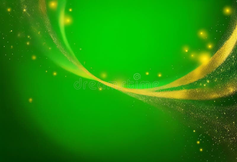 Abstract Magic Green Background with Golden Sparkles Stock Illustration ...
