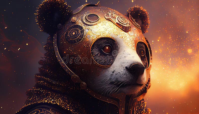 Abstract Magic Panda Bear Face Portrait AI Generated Artwork. Stock ...