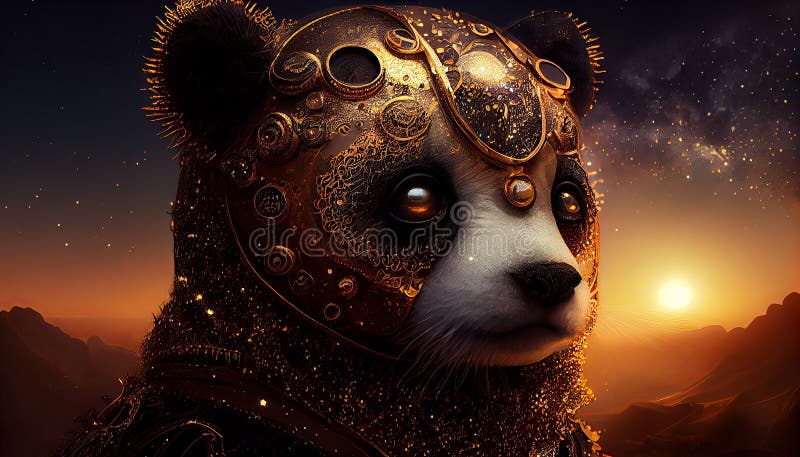 Abstract Magic Panda Bear Face Portrait AI Generated Artwork. Stock ...