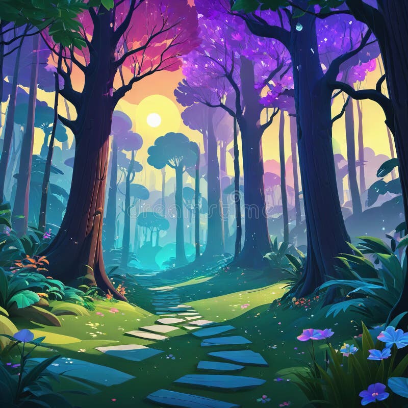 Abstract and Magical Enchanted Forest Background Environment for a ...