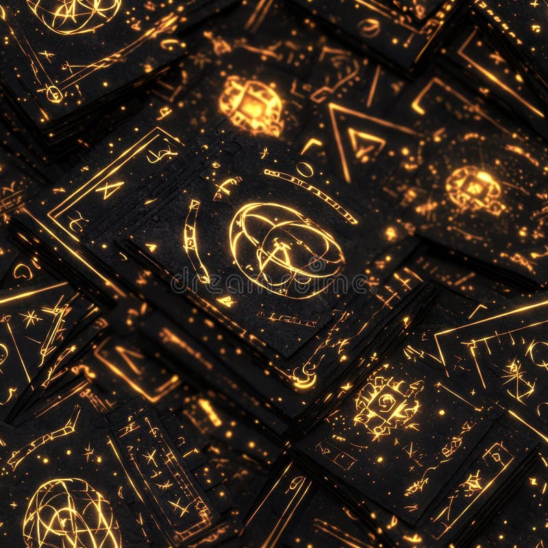 Abstract Magical Symbols and Patterns on Dark Background Stock ...