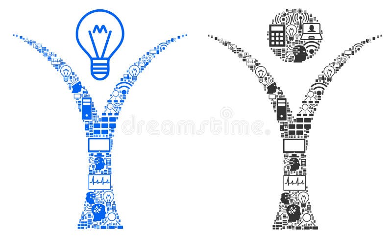 Abstract Man Composition Icon For Bigdata And Computing Stock Vector