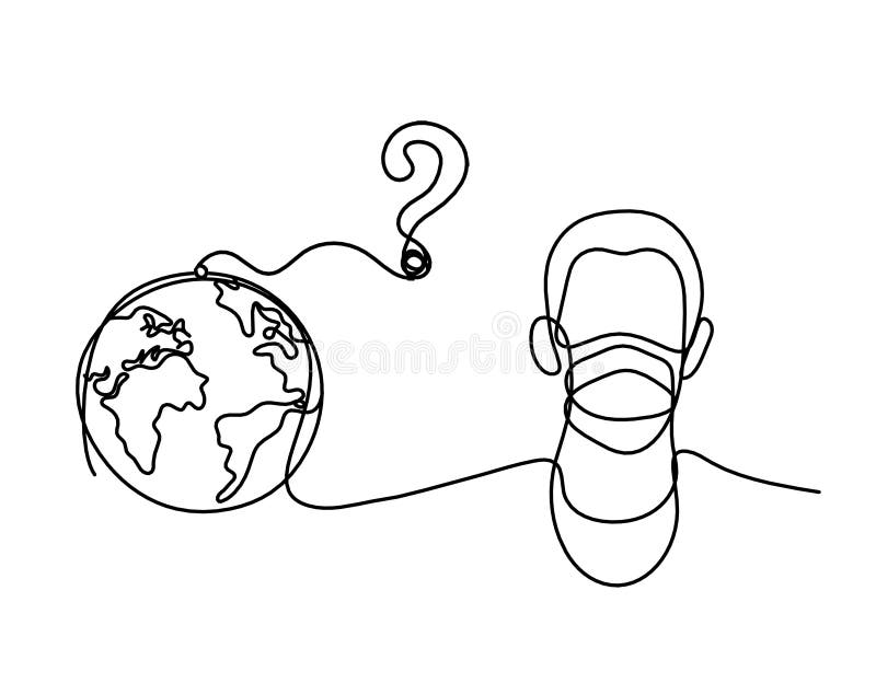 Abstract Man Face with Mask and Globe with Question Mark Stock ...