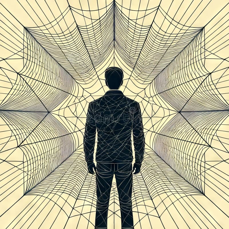 Abstract Man in the Form of a Spider Web. Vector Illustration Stock ...