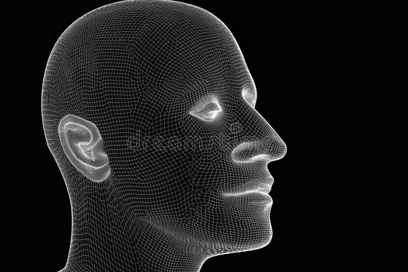 Abstract Man Head Made from Dots. Side View of Dotted Face Background ...
