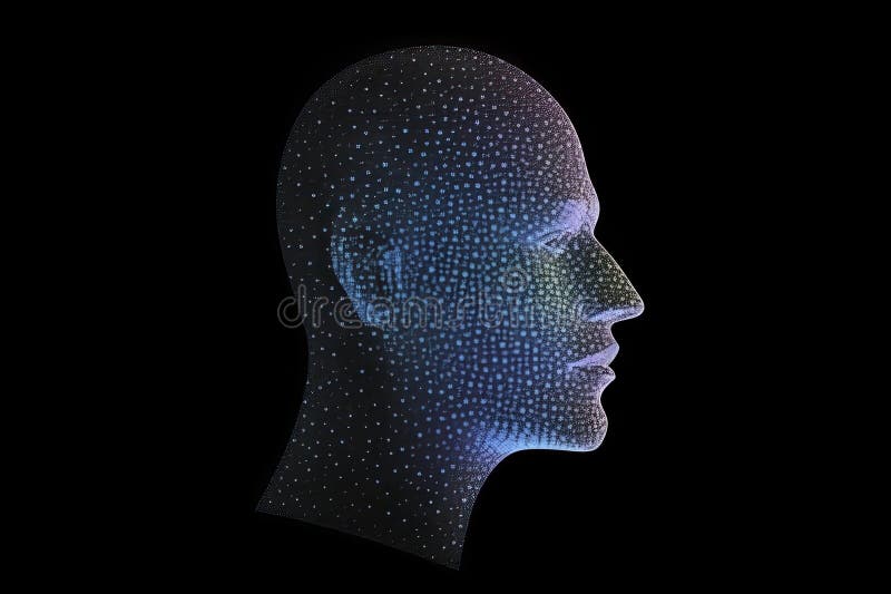 Abstract Man Head Made from Dots. Side View of Dotted Face Background ...