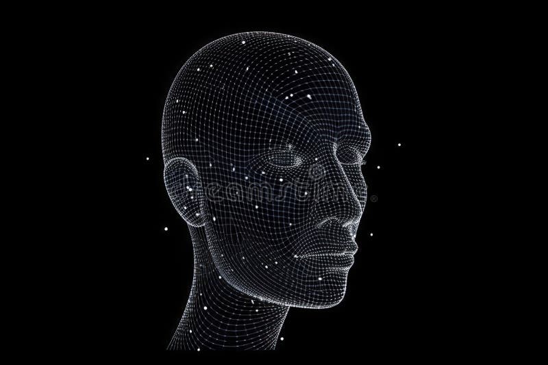 Abstract Man Head Made from Dots. Side View of Dotted Face Background ...