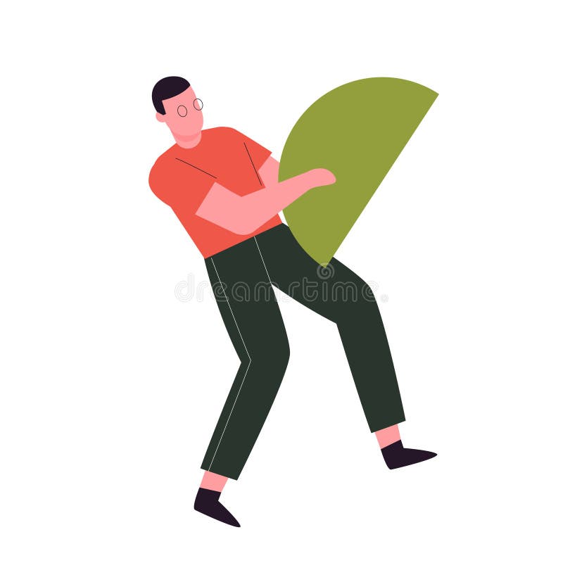 Abstract Man Holding Half Circle Shape Stock Vector - Illustration of ...