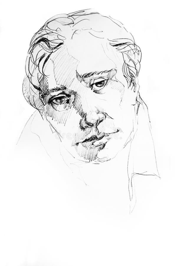 Abstract Man Portrait Pencil Stock Illustration - Illustration of paper ...