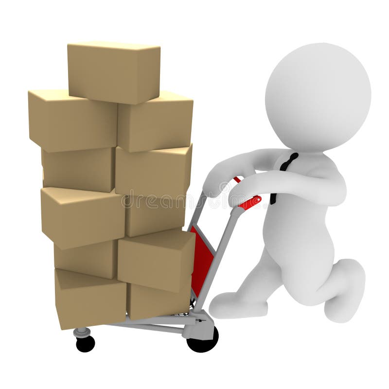 3d man pushing box stock illustration. Illustration of motion - 20299802