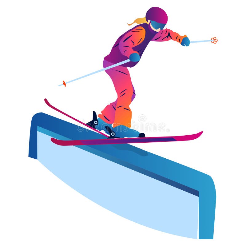 Abstract Man Skiing on Abstract Background. Freeski Slopestyle Stock ...