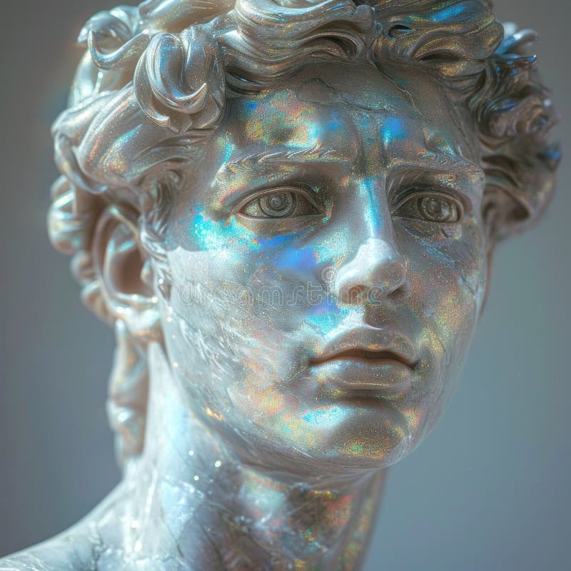 Abstract Man Statue Made with Holographic Gel on Background Stock ...