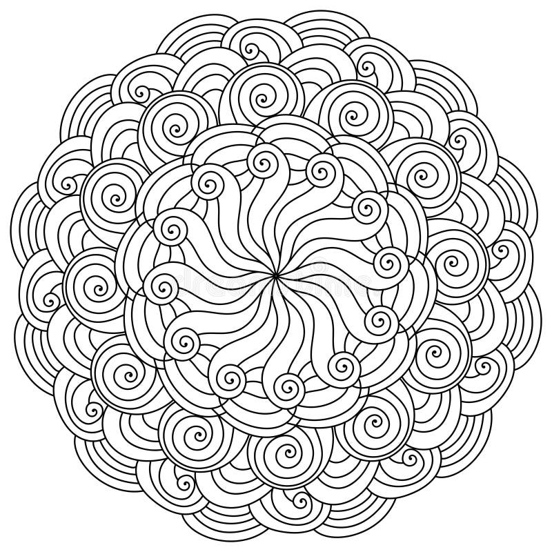 Abstract Mandala with Spiral Elements, Meditative Zen Coloring with ...