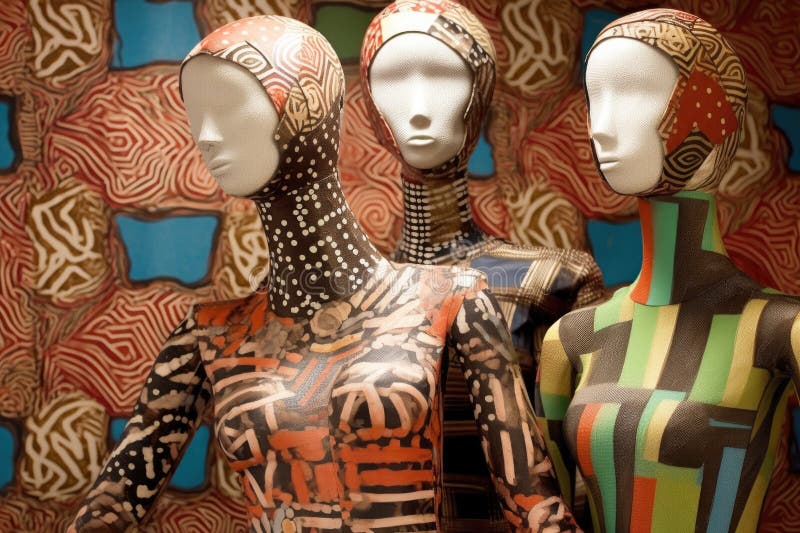 Abstract Mannequins with Bold Patterns and Textures Stock Illustration ...