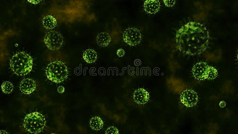 Abstract of Many Viruses in the Background. Bacteria Moving in Space ...