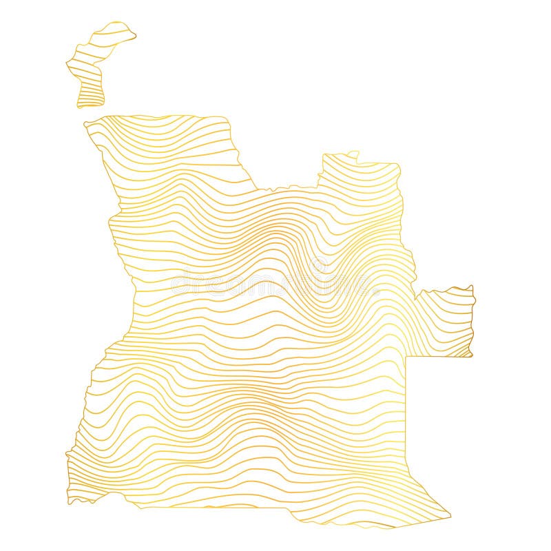 Abstract Map of Angola - Vector Illustration of Striped Gold Colored ...