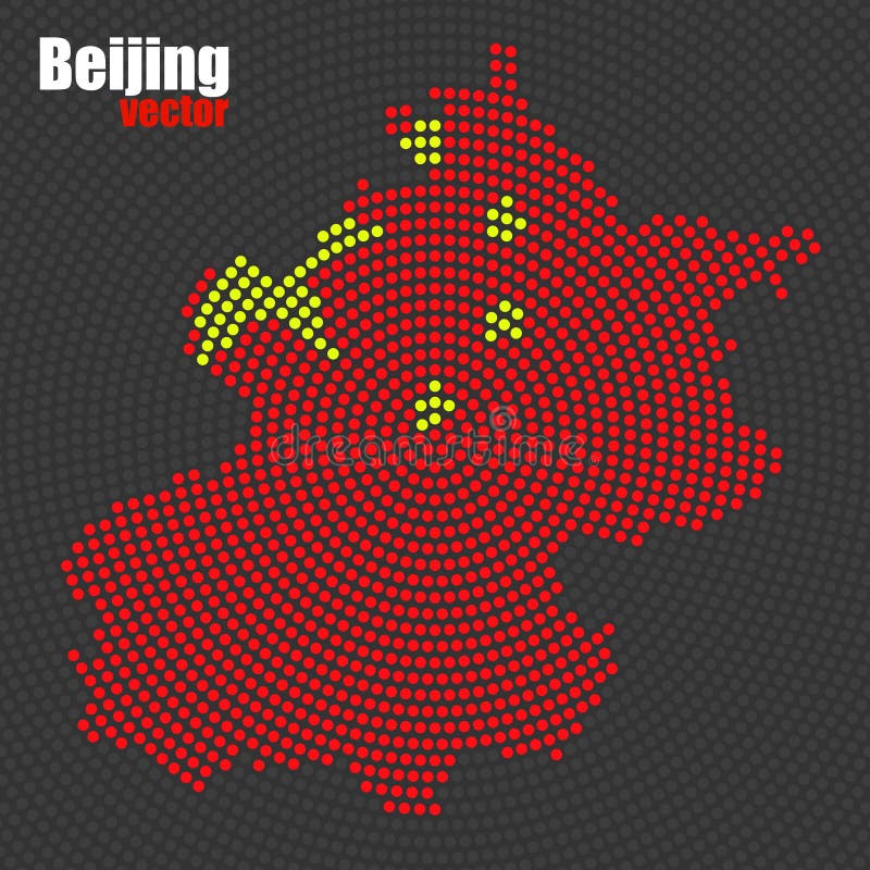 Abstract Map Beijing of Radial Dots with Flag China Inside Stock Vector ...