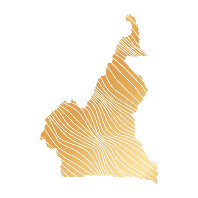 Abstract Map of Cameroon - Vector Illustration of Striped Gold Colored ...