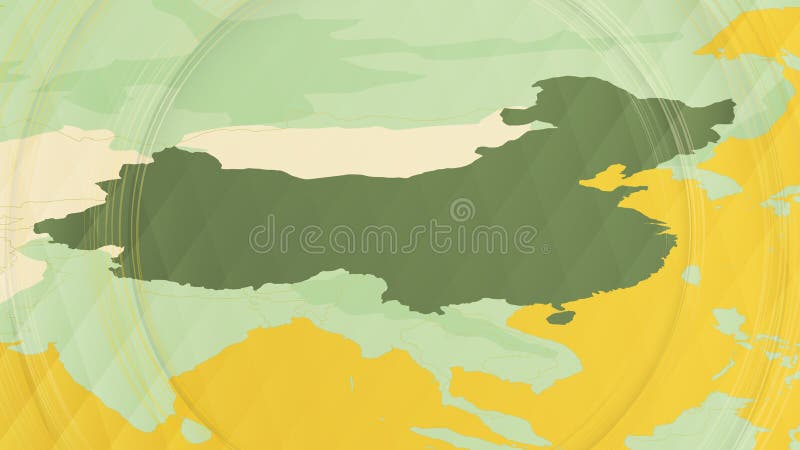 Abstract Map of China and Surrounding Regions with Circular Patterns ...