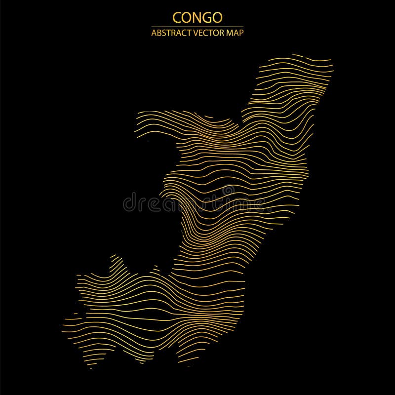 Abstract Map of Congo - Vector Illustration of Striped Gold Colored Map ...