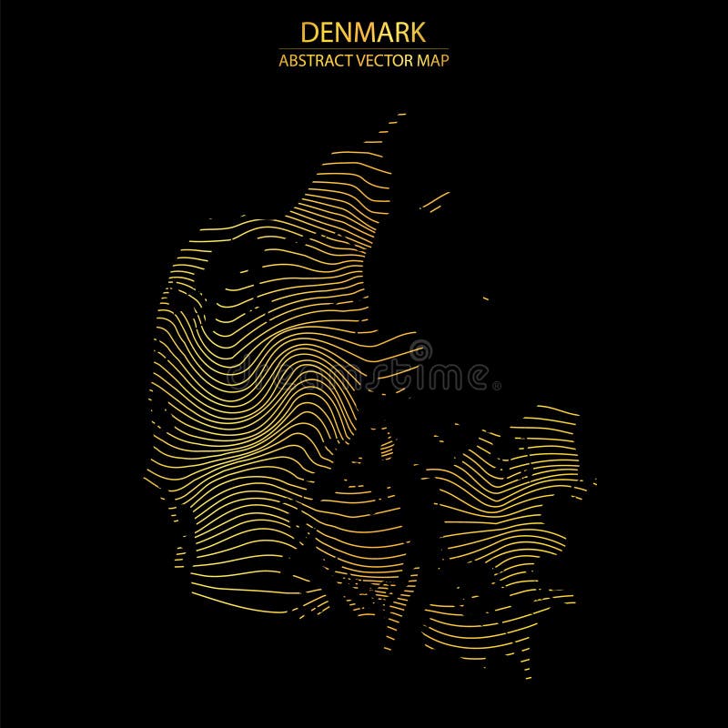 Abstract Map of Denmark - Vector Illustartion of Striped Gold Colored ...