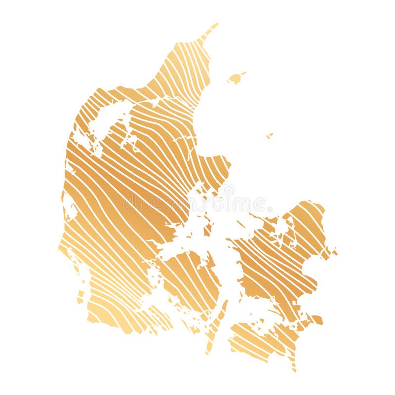 Abstract Map of Denmark - Vector Illustration of Striped Gold Colored ...