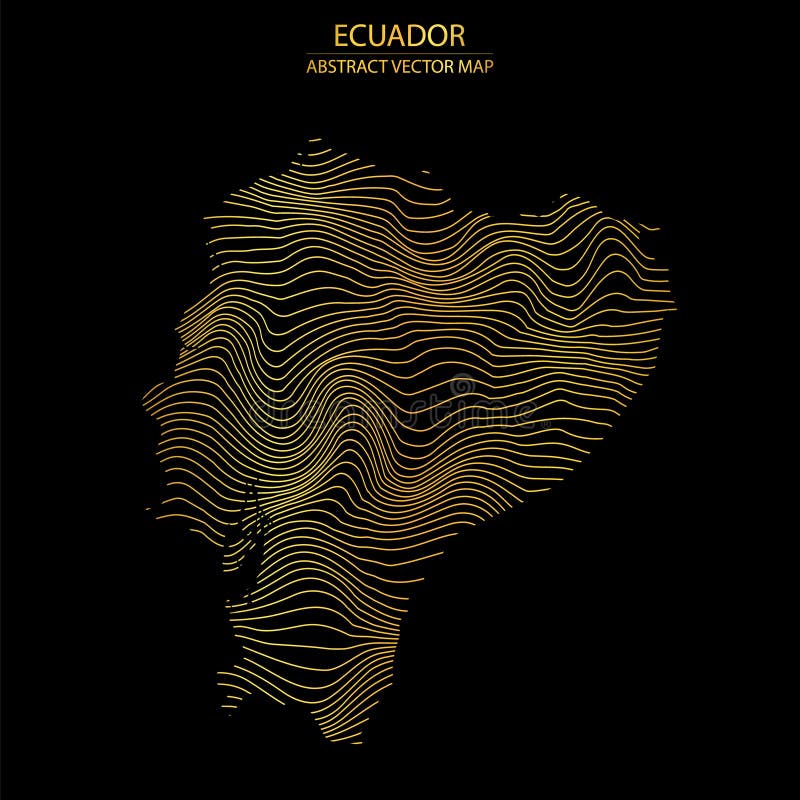 Abstract Map of Ecuador - Vector Illustartion of Striped Gold Colored ...