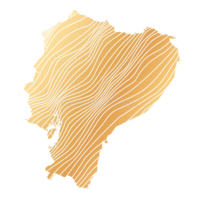 Abstract Map of Ecuador - Vector Illustration of Striped Gold Colored ...