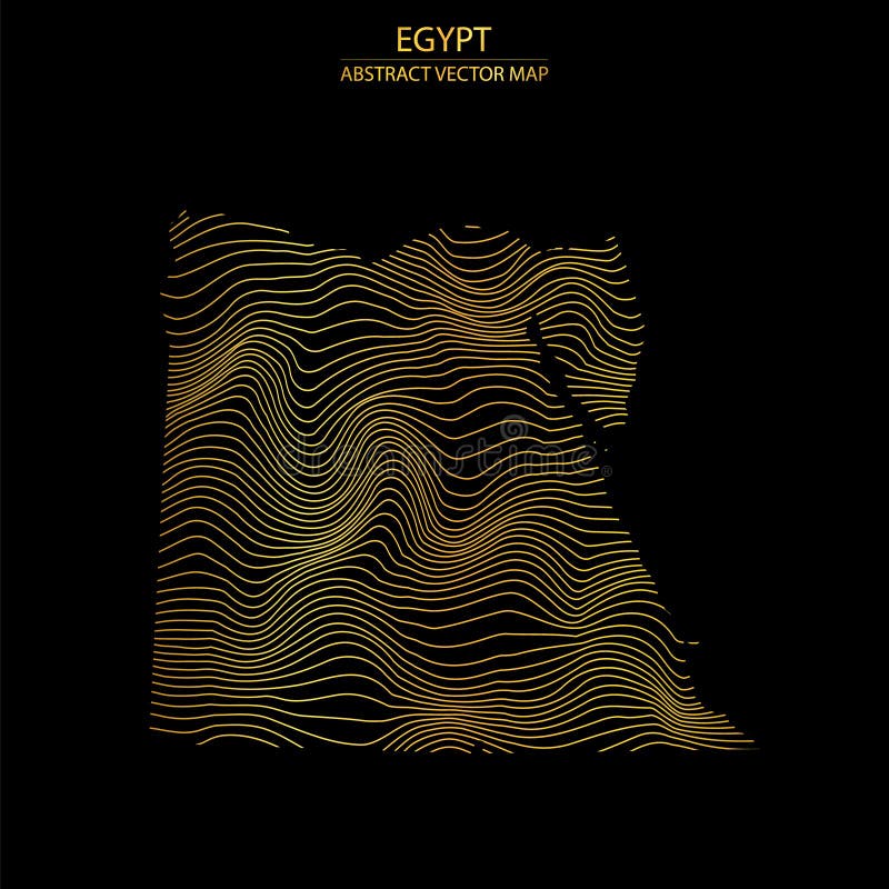 Abstract Map of Egypt - Vector Illustartion of Striped Gold Colored Map ...