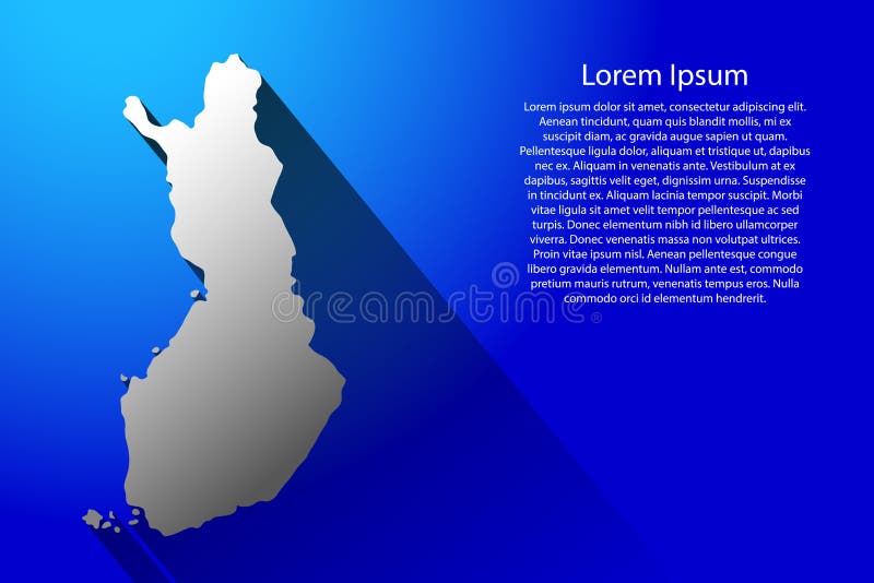 Abstract Map of Finland with Long Shadow on Blue Background Vector ...